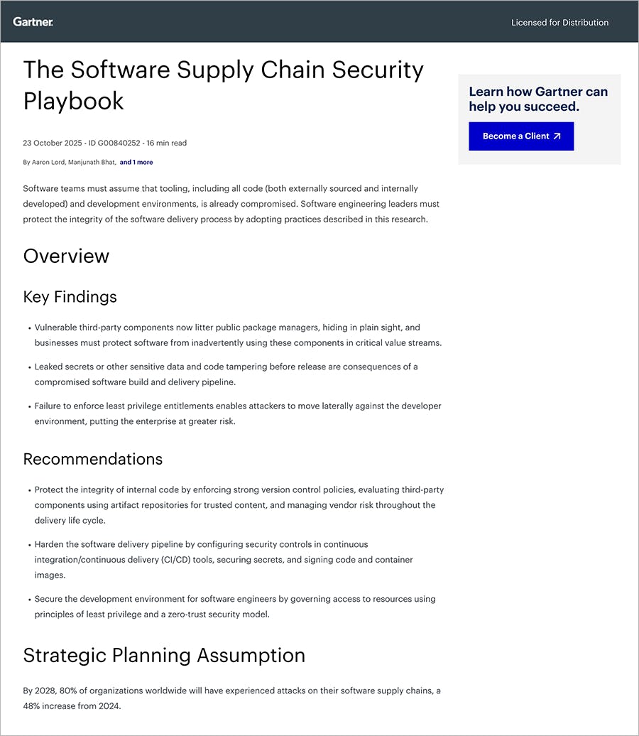 Gartner® Report: The Software Supply Chain Security Playbook | Akeyless